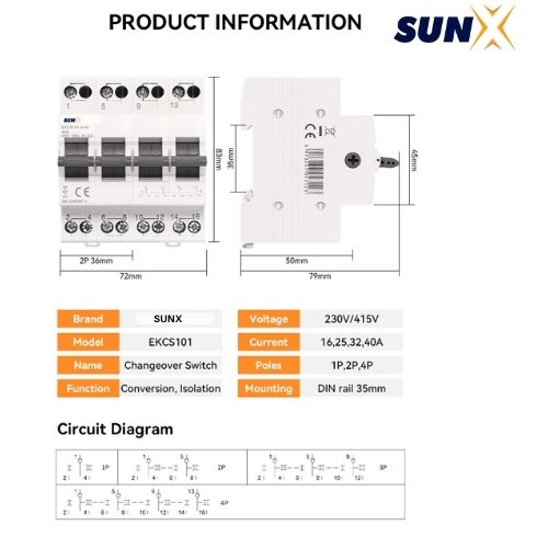 SunX change over switch 4P – SunX