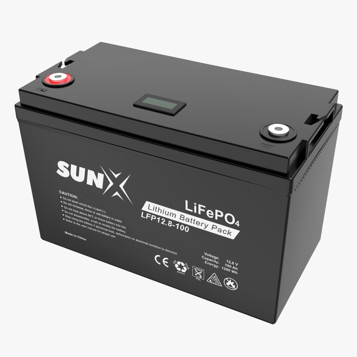 12v 100ah 1.280kwhLifepo4 SunX Lithium Ion Battery SX-12100 – SunX